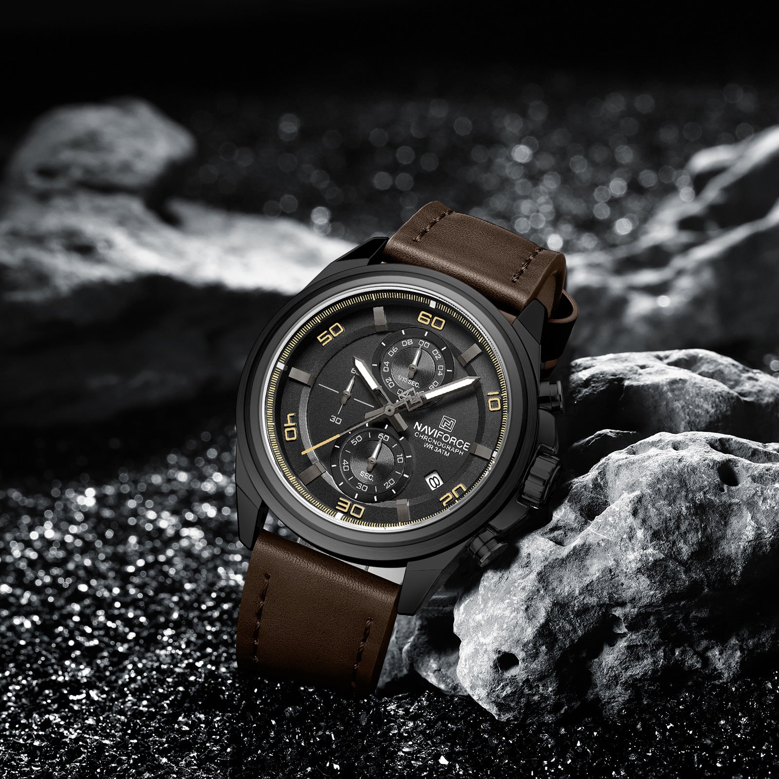 Naviforce NF8075 Brown Military Style Men’s Analog Watch – Alix Store