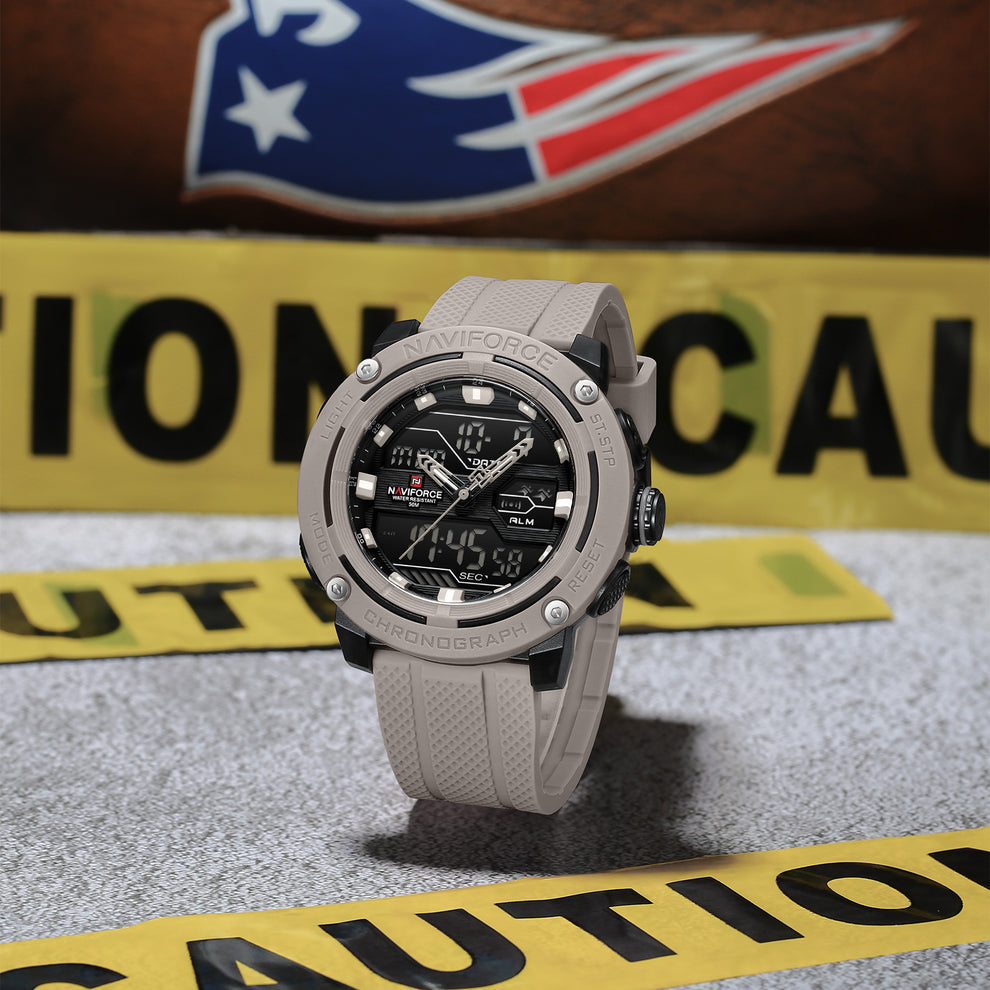 NF7114 Grey Dial Luminous night vision display Analog-Digital Watch ...