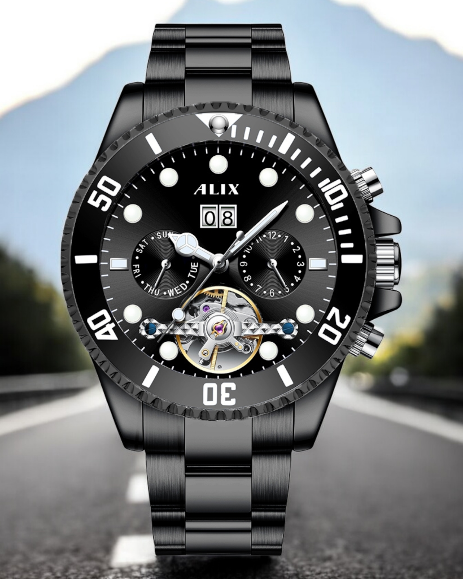 AL2907 Luxurious Black dial Automatic Analog Watch – Alix Store