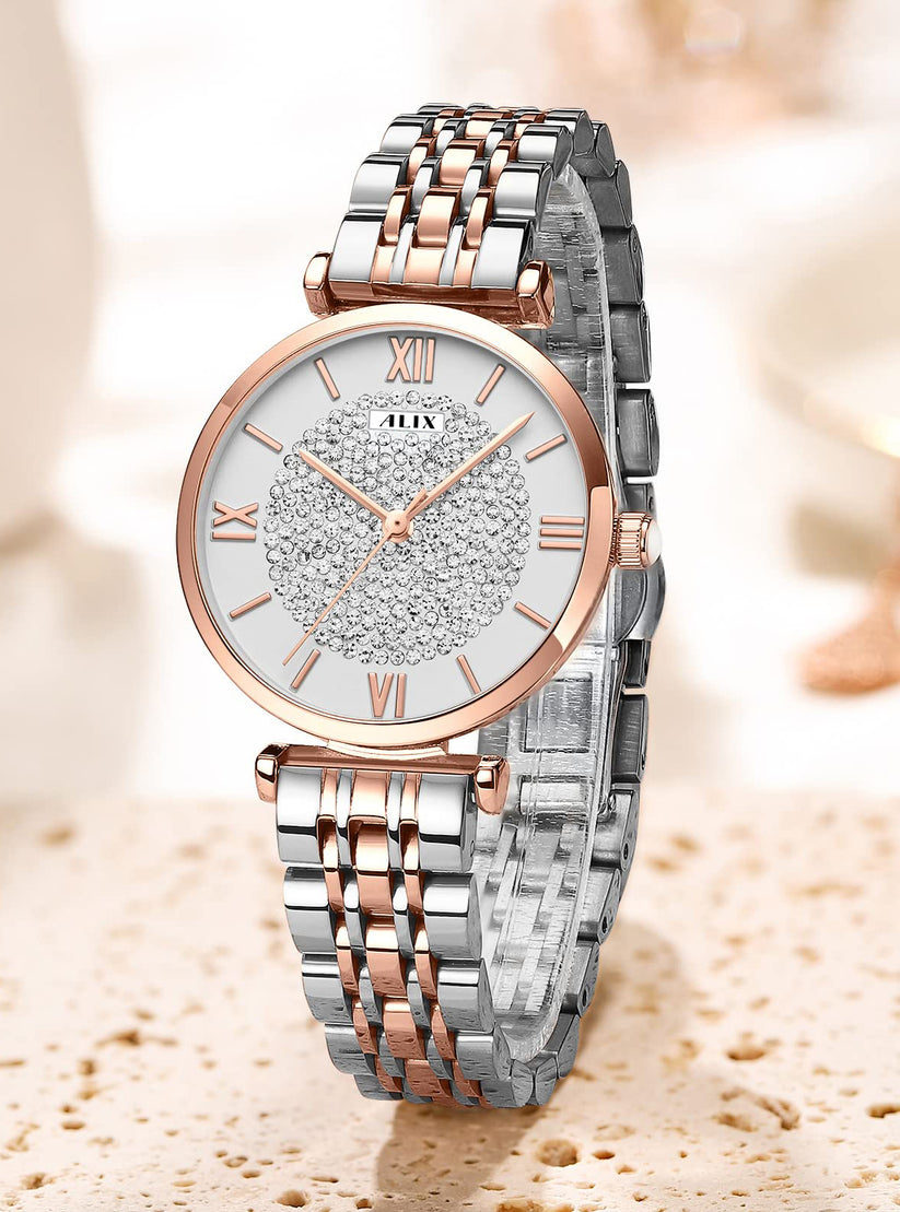 AL2533 Eyechatchy White round diamond dial Analog Watch – Alix Store
